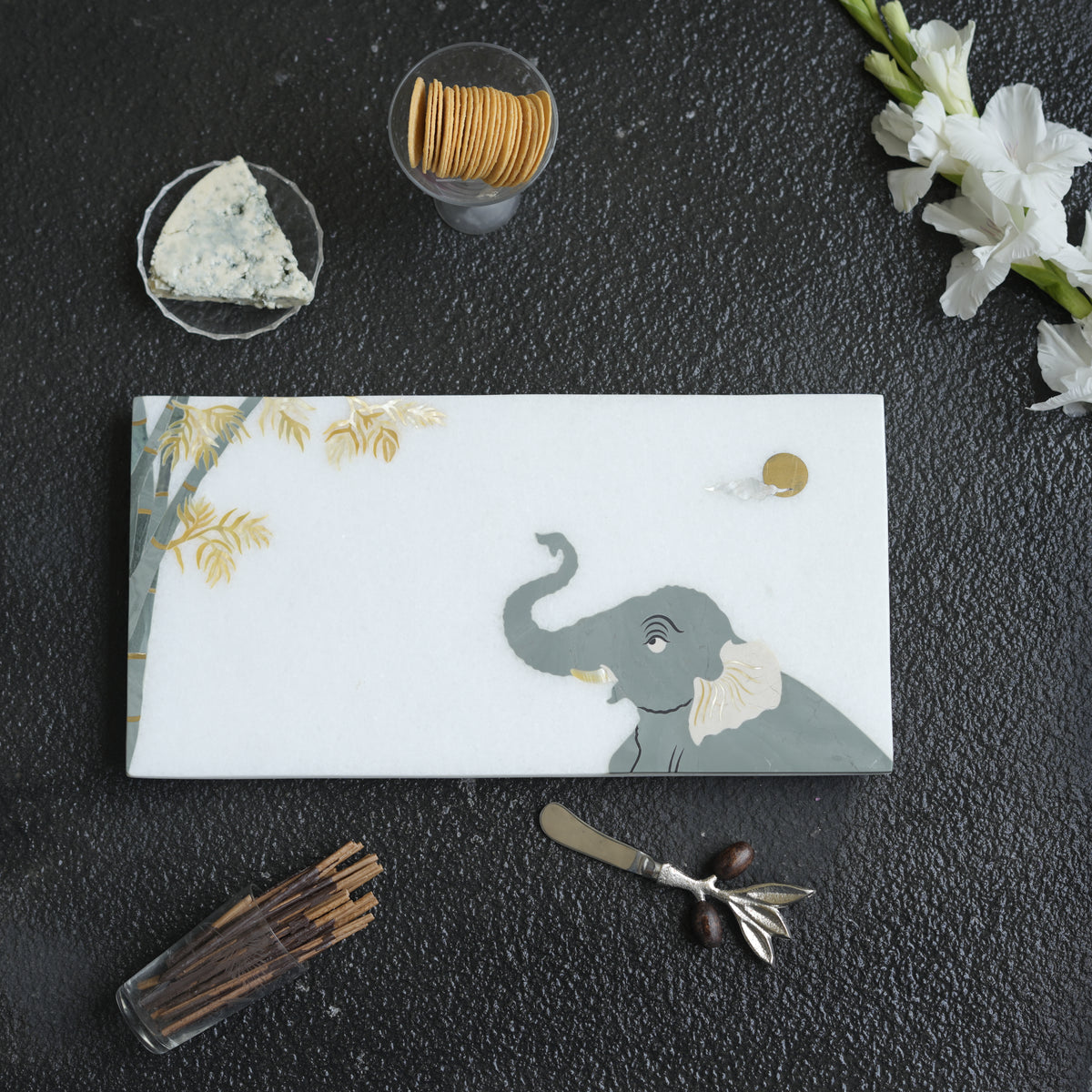 Marble Inlay Cake & Cheese Platter - Airavata – Kaunteya