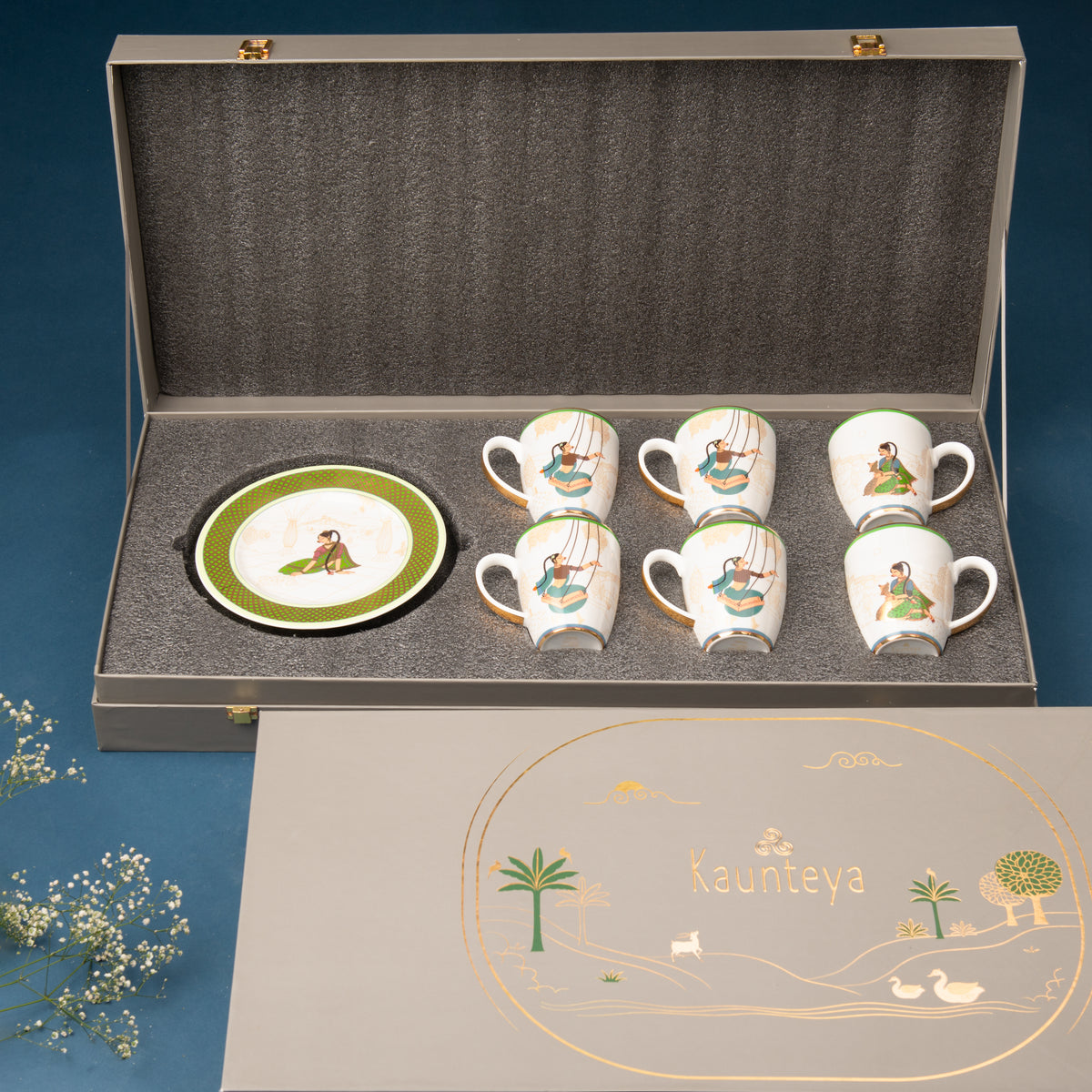 Grand Gift Box- Shakti Coffee Set- Green (6 + 6) – Kaunteya